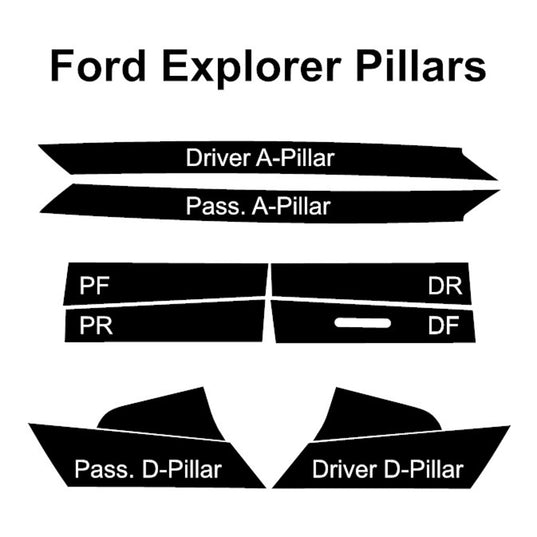 2020-2026 Ford Explorer| A/B/D Available | Gloss Black PPF | Pillar Pr ...