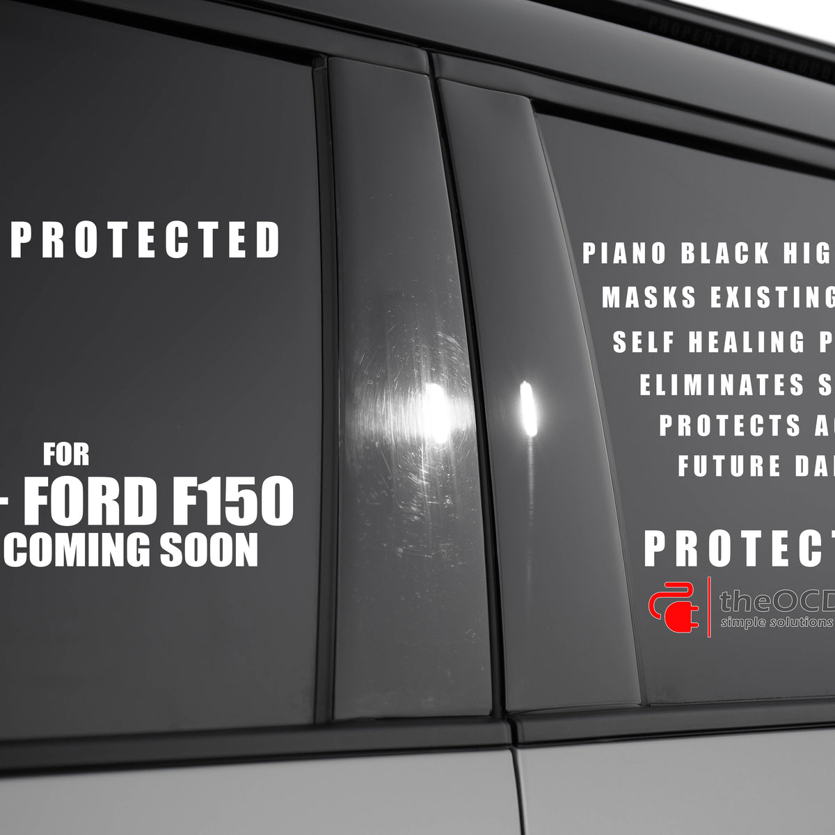 2022+ Ford Lightning | 4 Piece (B-Pillars)| Matte PPF/Vinyl | Pillar P ...